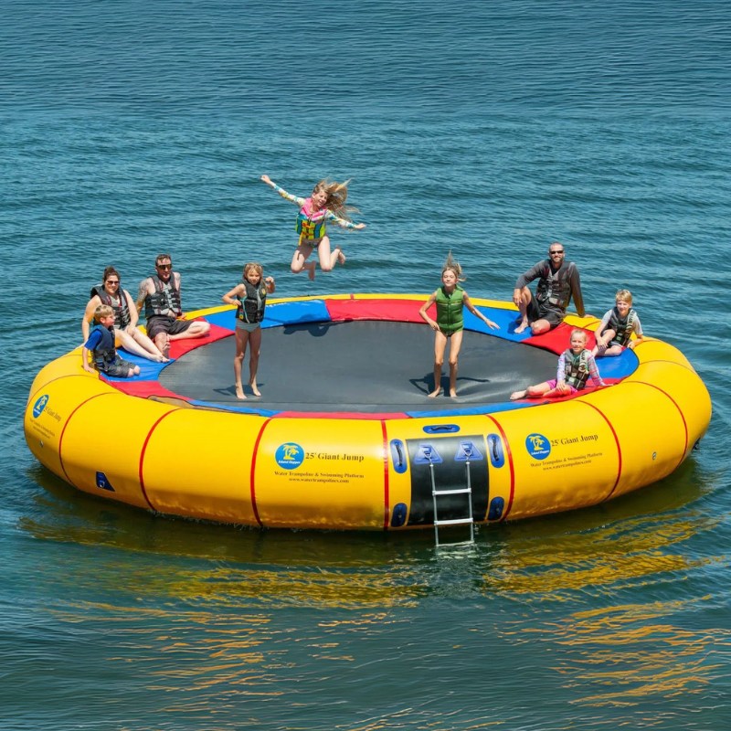 Island Hopper 25' Giant Jump Water Trampoline — Everblue Pond